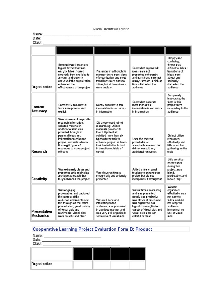 Radio Broadcast Rubric | PDF | Creativity | Accuracy And Precision