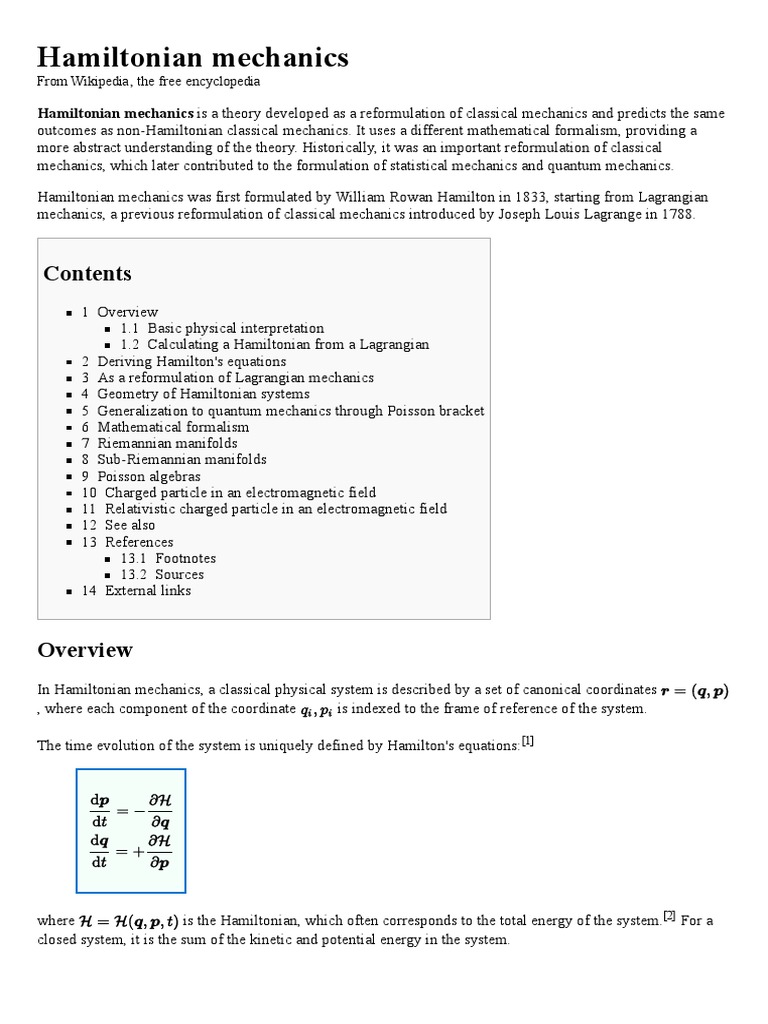 Hamiltonian Mechanics | Hamiltonian Mechanics | Lagrangian Mechanics