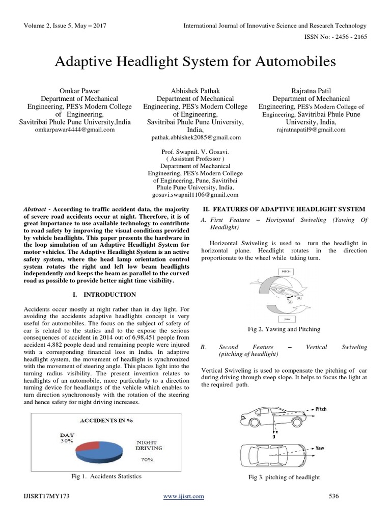 Adaptive Headlight System For Automobiles | PDF | Headlamp | Steering