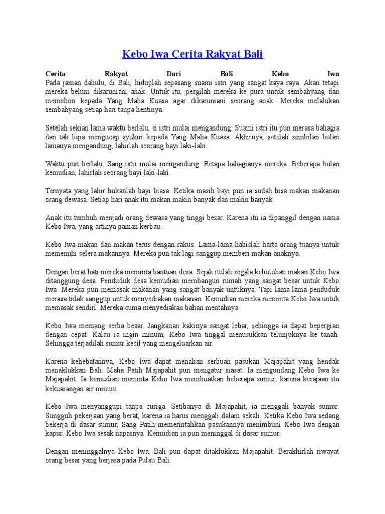 Kebo Iwa Cerita Rakyat | PDF