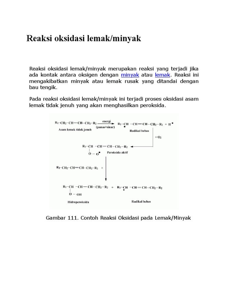 Reaksi Oksidasi Lemak | PDF