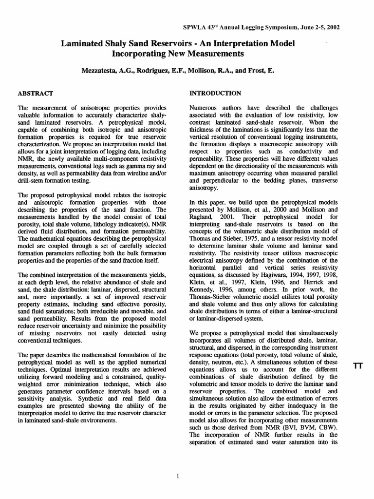 Laminated Shaly Sand Reservoirs An Interpretation Model Incorporating ...