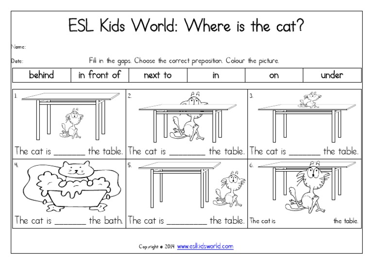 Preposition Coloring Pages