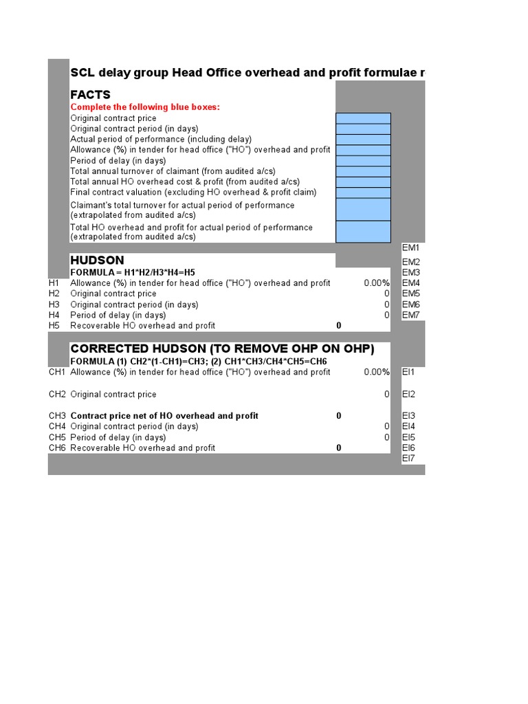 Delays and Disruption Hudson Formula | PDF | Business | Business Economics