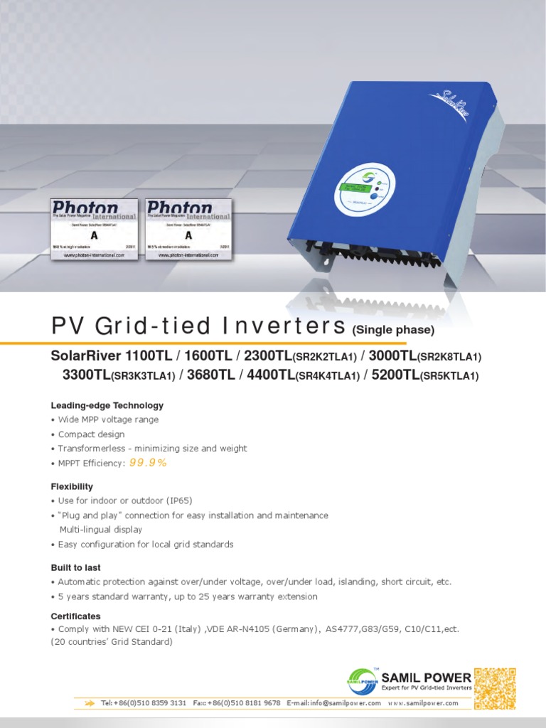 Leading PV inverter brands SolarRiver grid-tied single-phase inverters ...