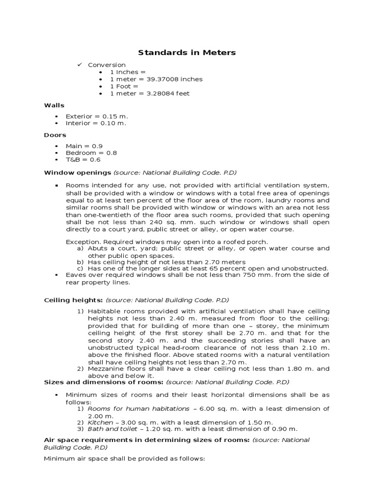 Standards in Meters | PDF | Chair | Countertop