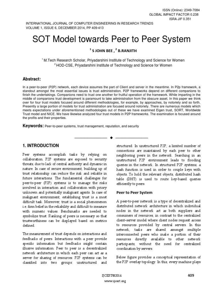 SOT Model Towards Peer To Peer System | PDF | Peer To Peer | Computing