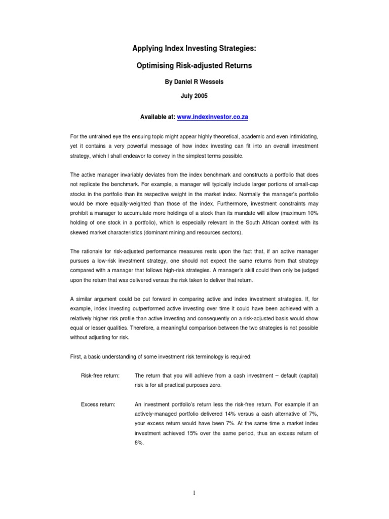 Risk Return PDF | PDF | Beta (Finance) | Sharpe Ratio