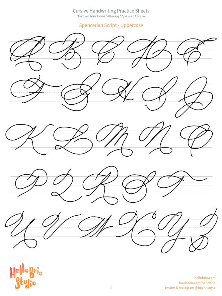 Hello Brio Cursive Handwriting Practice Sheets | Letter Case | Collation