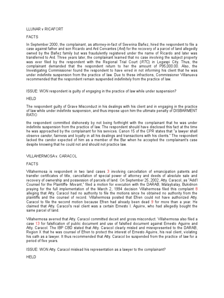 Ethics - Digest | PDF | Lawyer | Attorney's Fee