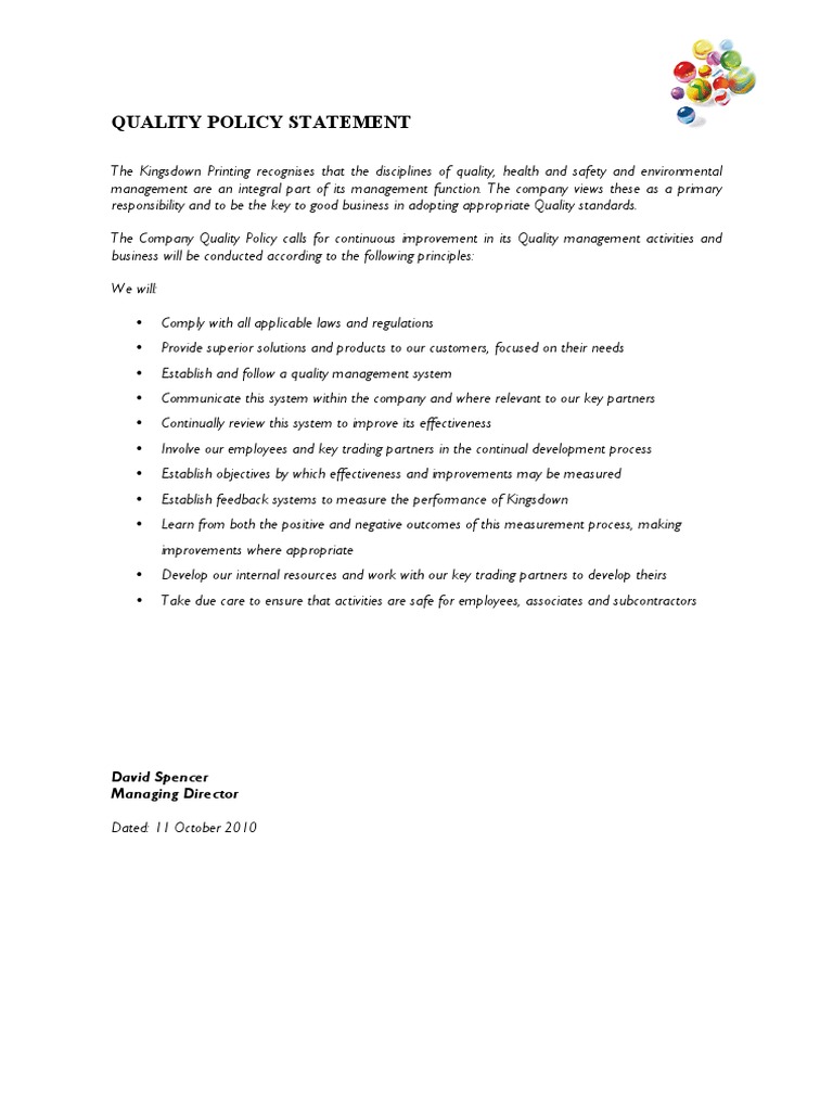 Quality Policy | PDF