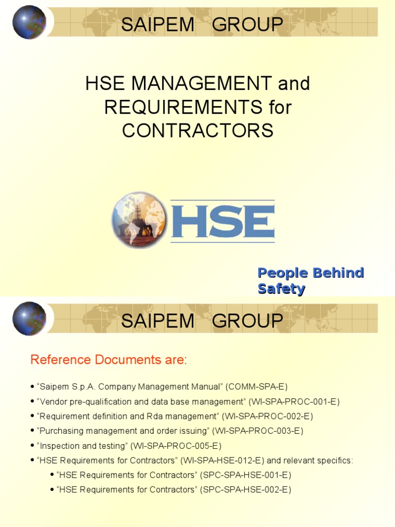 Contractor HSE MNG Presentation | PDF | General Contractor | Procurement