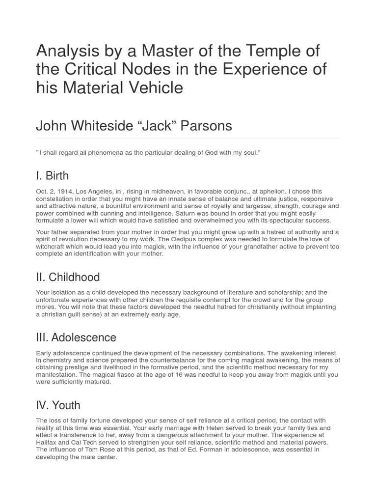 Analysis by A Master of The Temple - Parson | PDF | Thelema | Magic ...