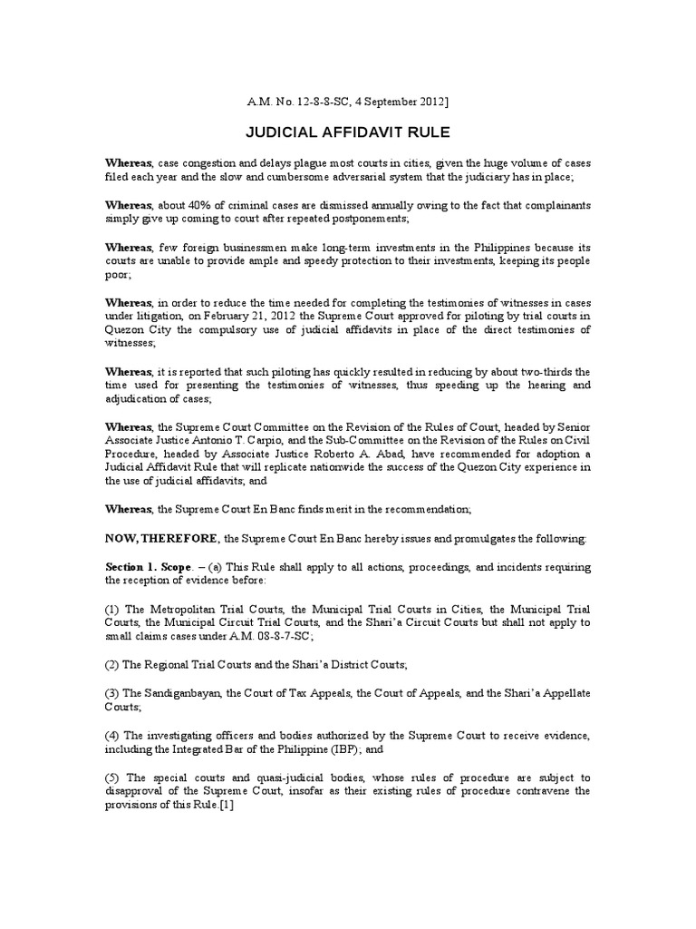 Judicial Affidavit Rule | PDF | Witness | Affidavit
