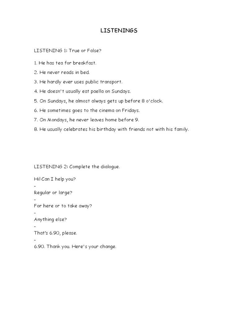 Listenings Easy 2 | PDF