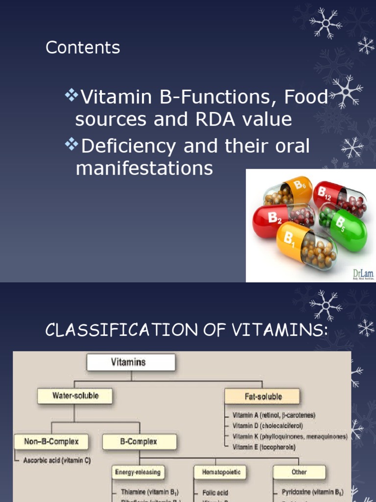 Vitamin B-Functions, Food Sources and RDA Value Deficiency and Their ...