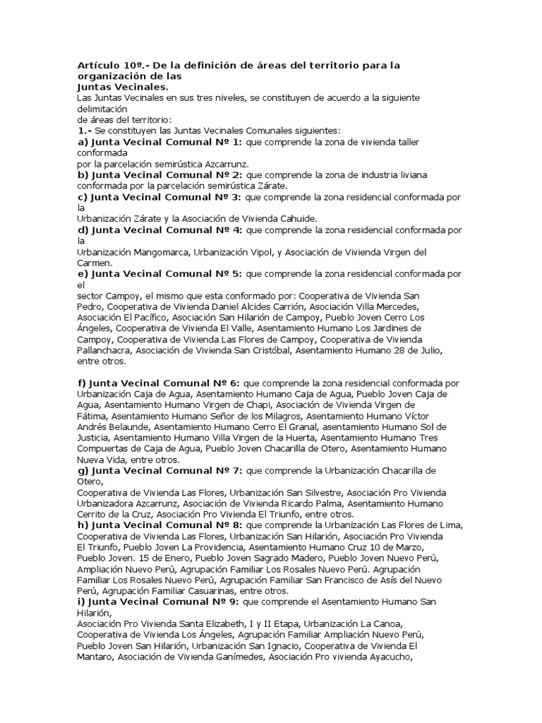 Delimitación de Juntas Vecinales | PDF | Elecciones | Gobierno