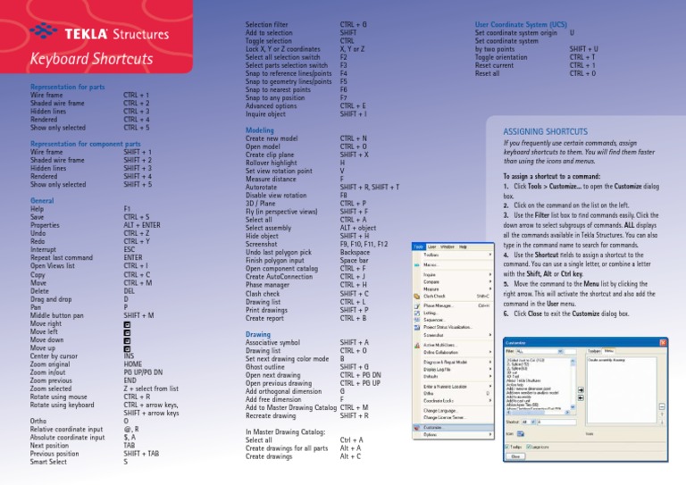 Tekla Structures Keyboard Shortcuts | PDF | Keyboard Shortcut | Control Key