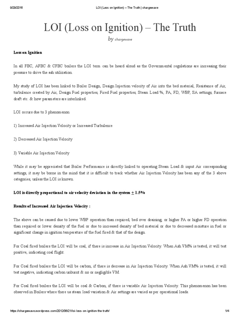 LOI (Loss On Ignition) | PDF | Combustion | Boiler