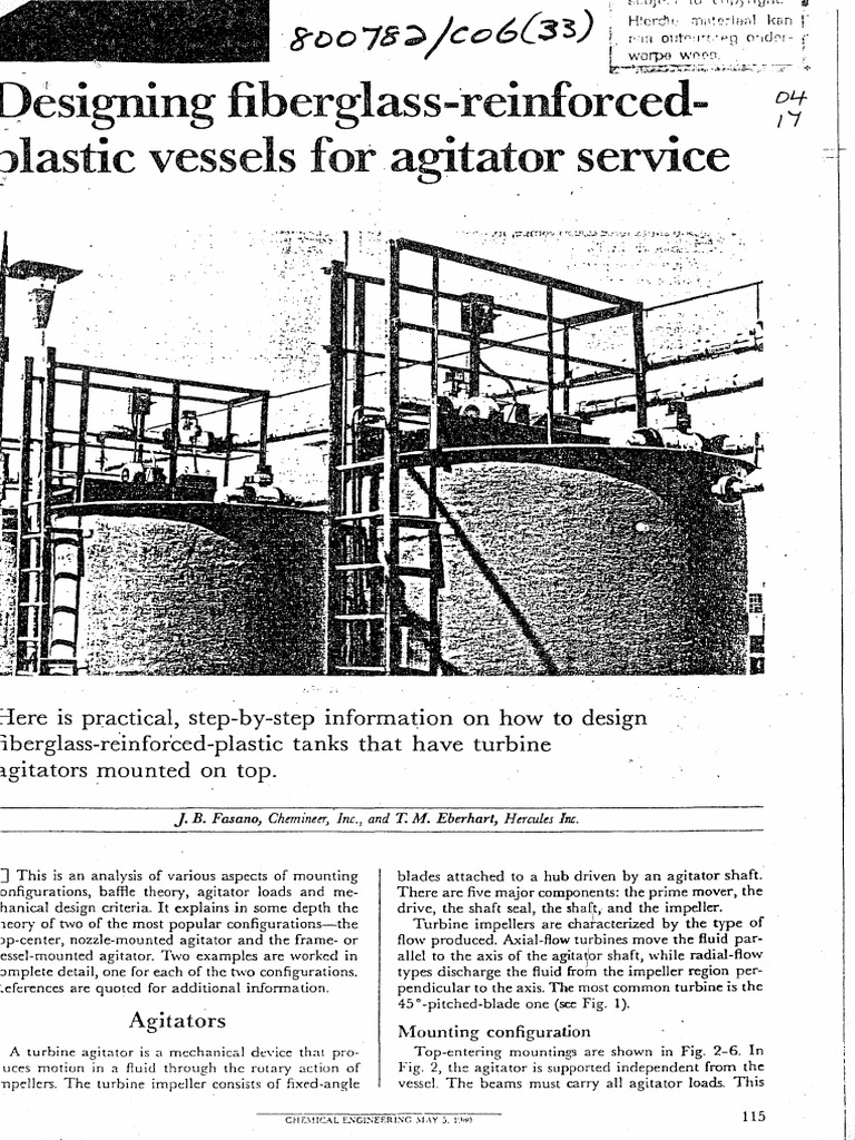 Design Fiber Glass Reinforcement Vesselt For Agitator | PDF | Fatigue ...