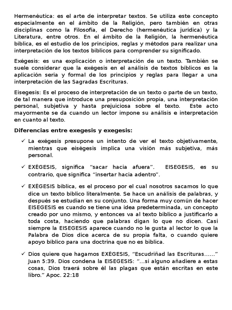 Hermenéutica, Exegesis y Eisegesis | PDF | Hermenéutica | Exégesis