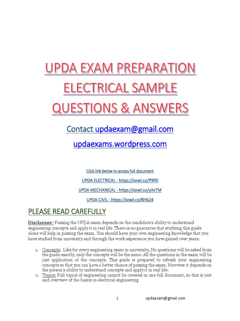 Sample UPDA Electrical Questions and Answers | PDF | Capacitor ...