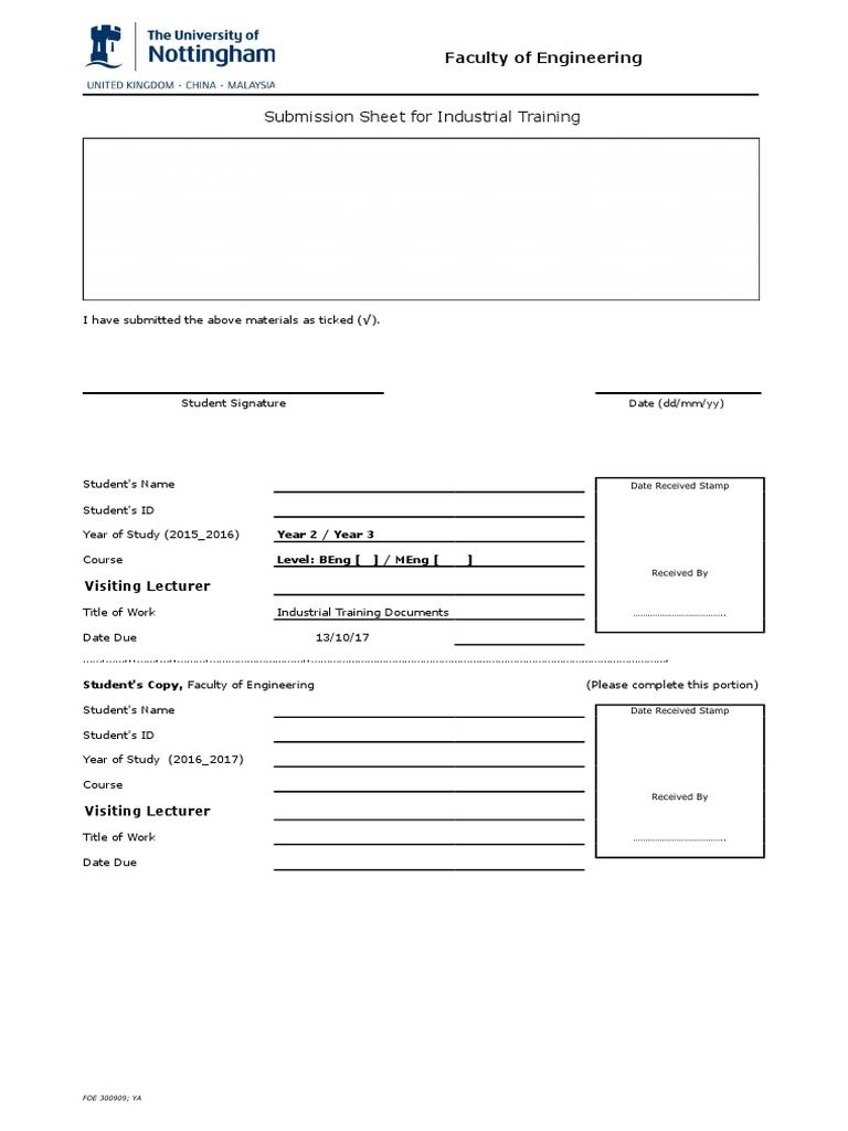 Industrial Training Submission Sheet | PDF | Career & Growth | Art