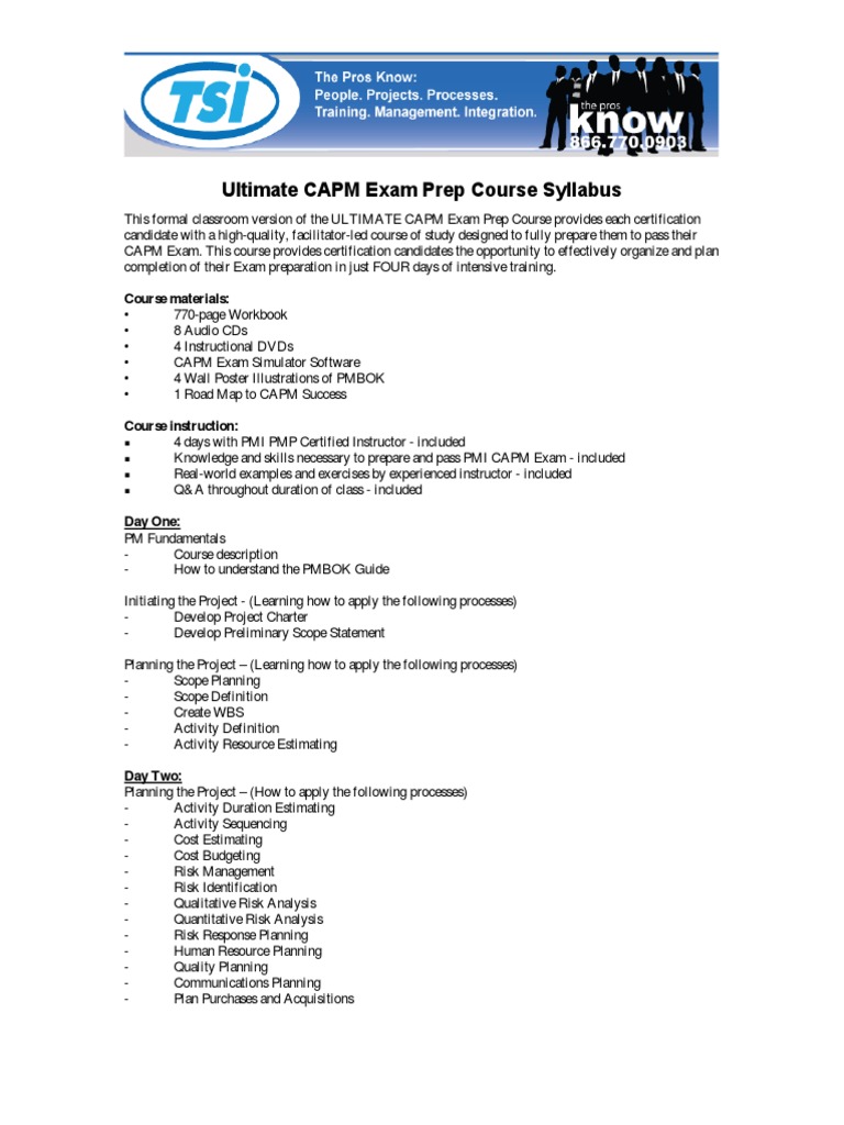 Ultimate CAPM Exam Prep Course Syllabus | PDF | Project Management ...