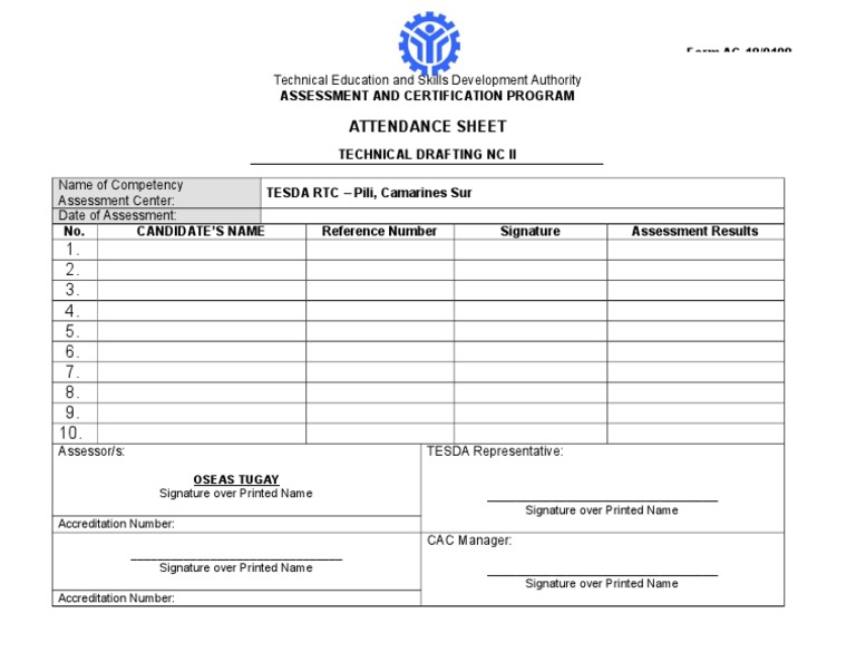Attendance Sheet