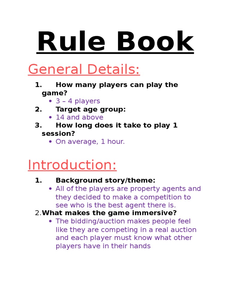 Rule Book | Download Free PDF | Auction | Economies