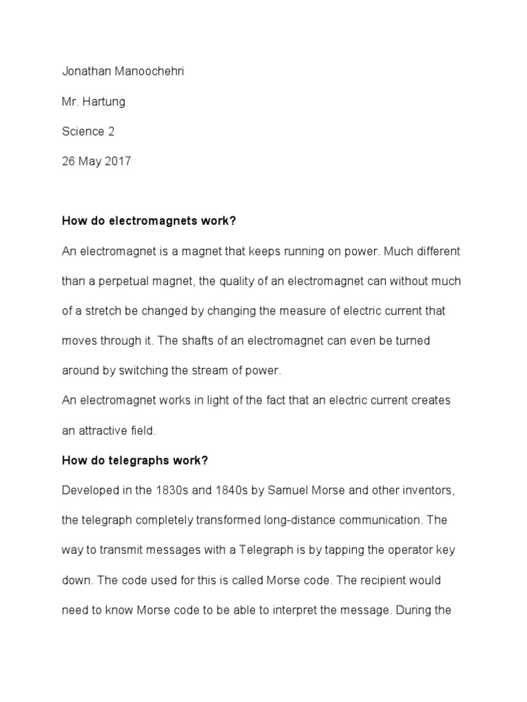 Electromagnets and Telegraphs Explained | PDF