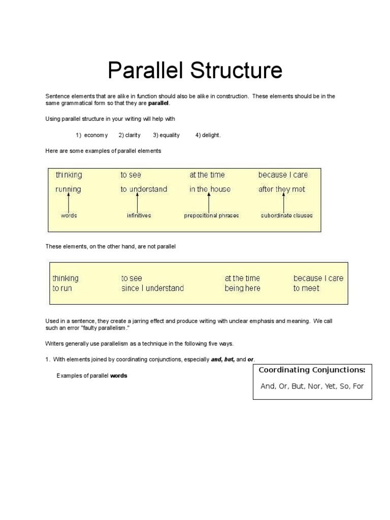 Parallel Structure | PDF | Sentence (Linguistics) | Language Mechanics