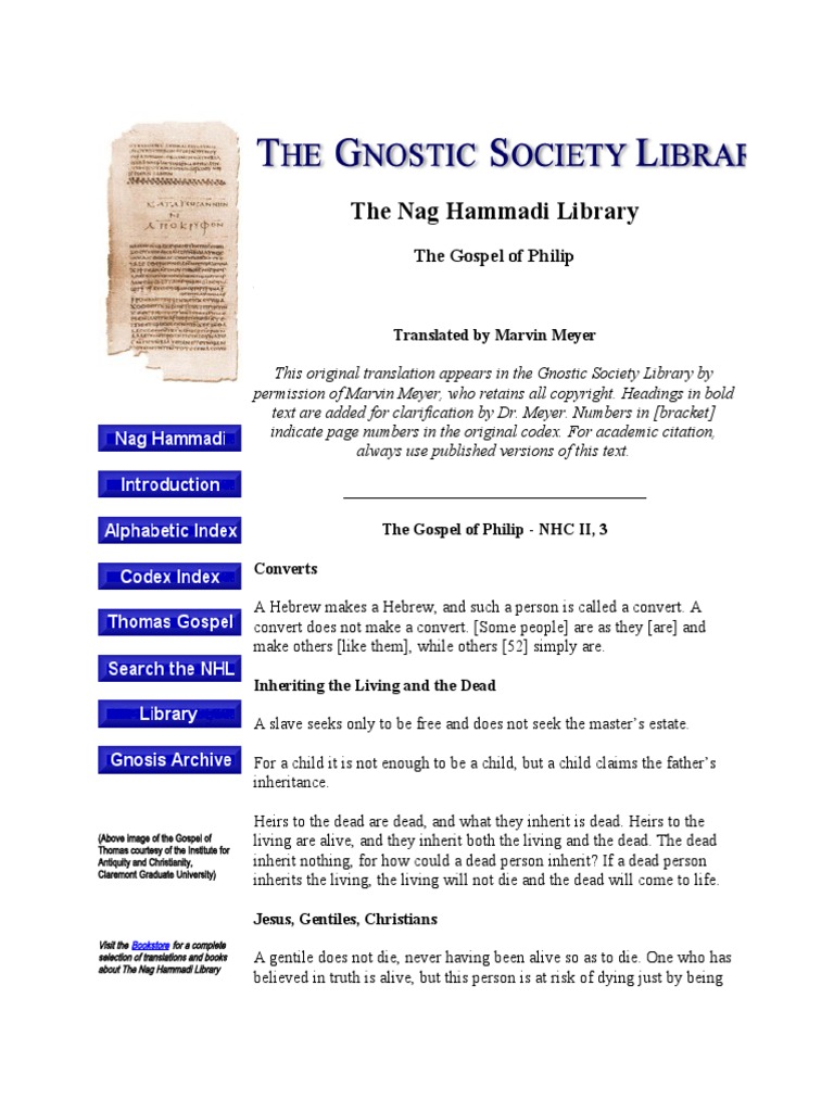 The Nag Hammadi Library: The Gospel of Philip | PDF | Jesus | Anointing