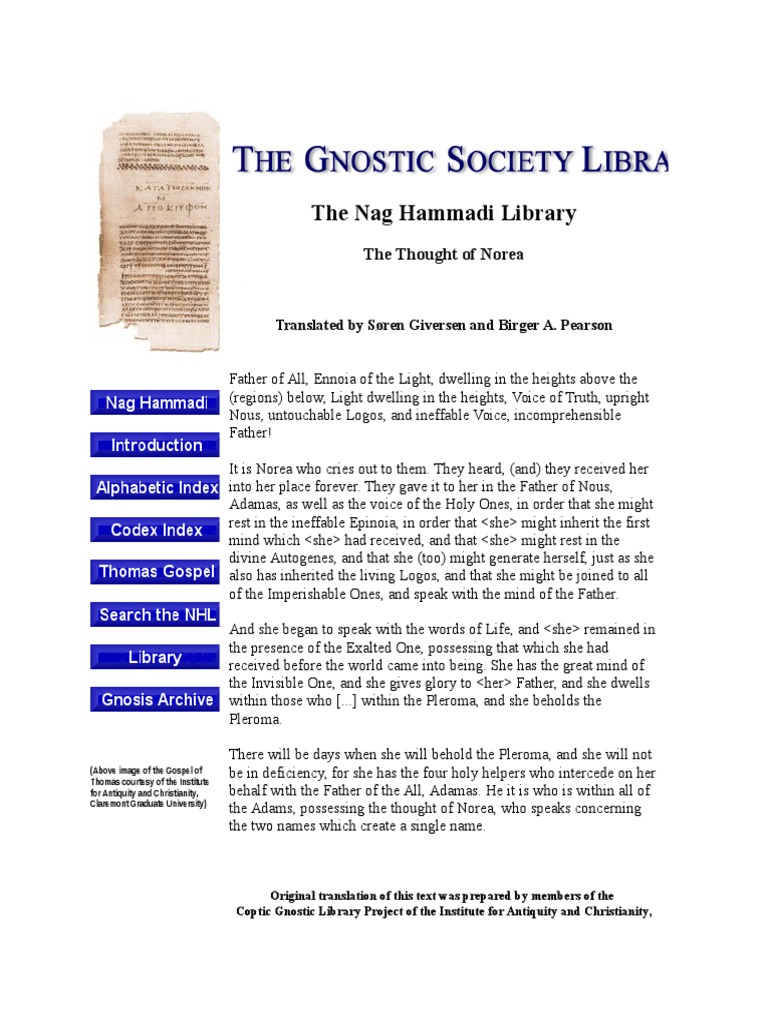 The Nag Hammadi Library: The Thought of Norea | PDF | Abrahamic ...