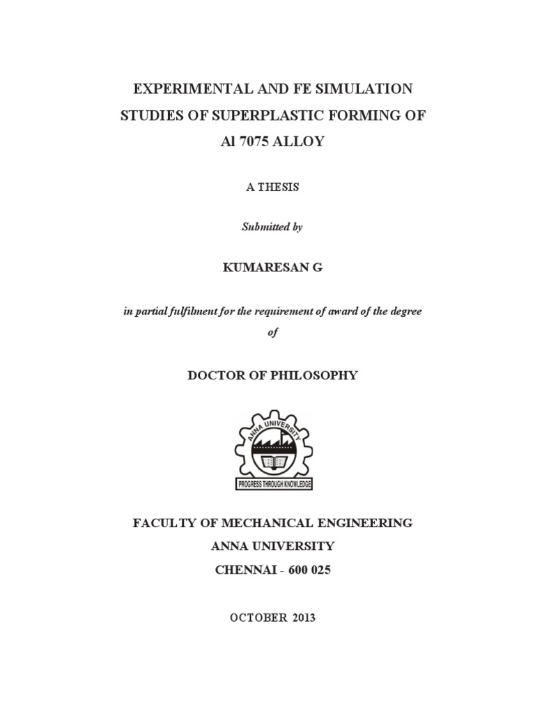 Superplastic Forming of Al 7075 Alloy | PDF