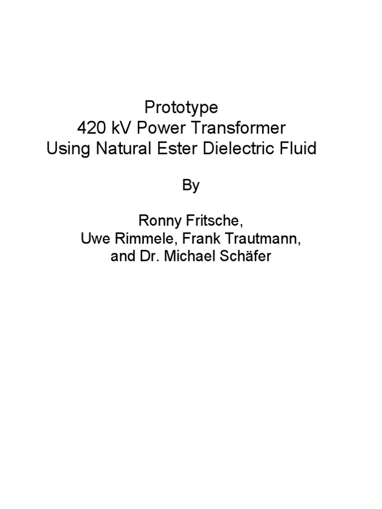 Siemens Transformers Prototype 420kv Power Transformer PDF | PDF ...