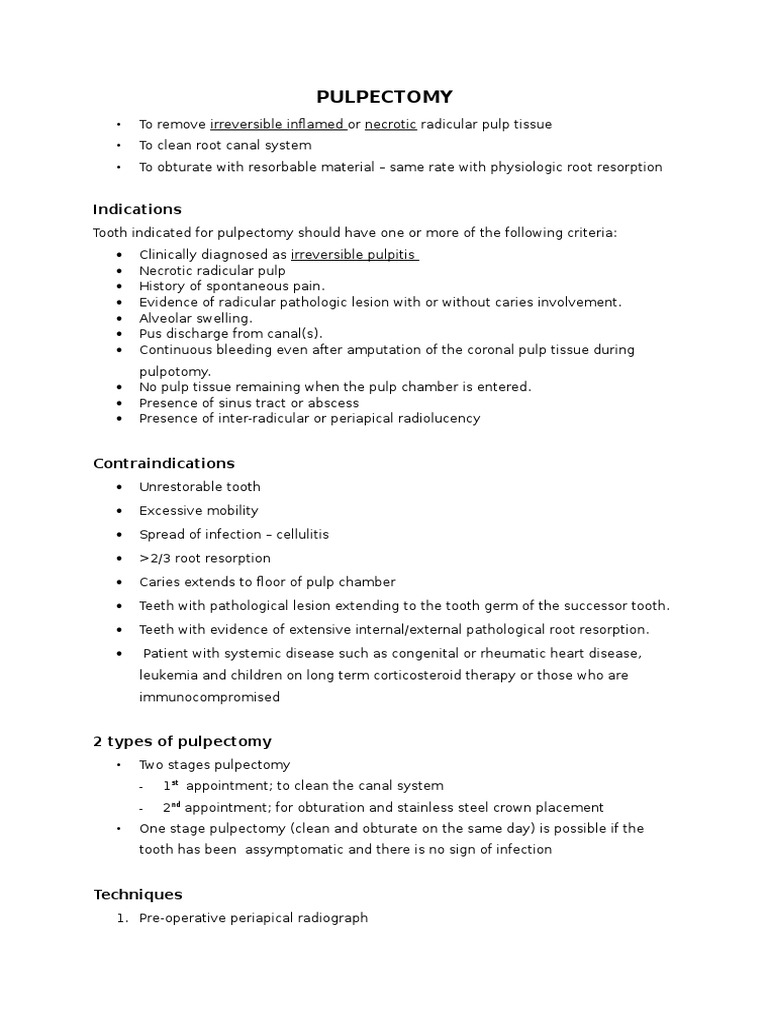 Pulpectomy | PDF | Medical Specialties | Clinical Medicine