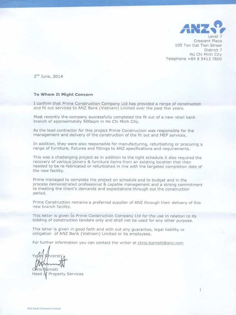 Reference Letter (ANZ Cong Hoa)