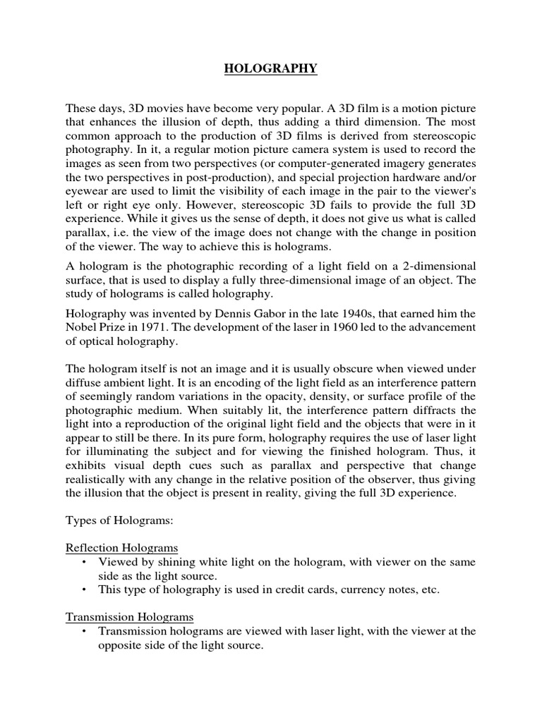 Understanding Holography and Holograms | PDF | Holography | Stereoscopy