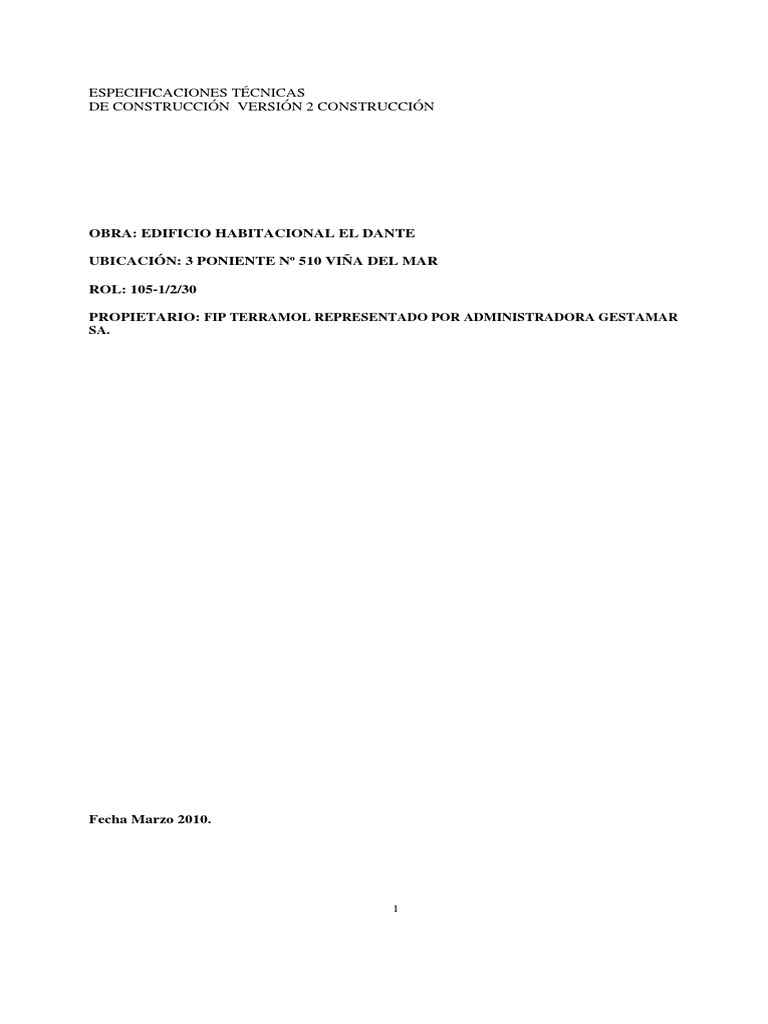 Especificaciones Edificio El Dante | PDF | Ascensor | Industrias