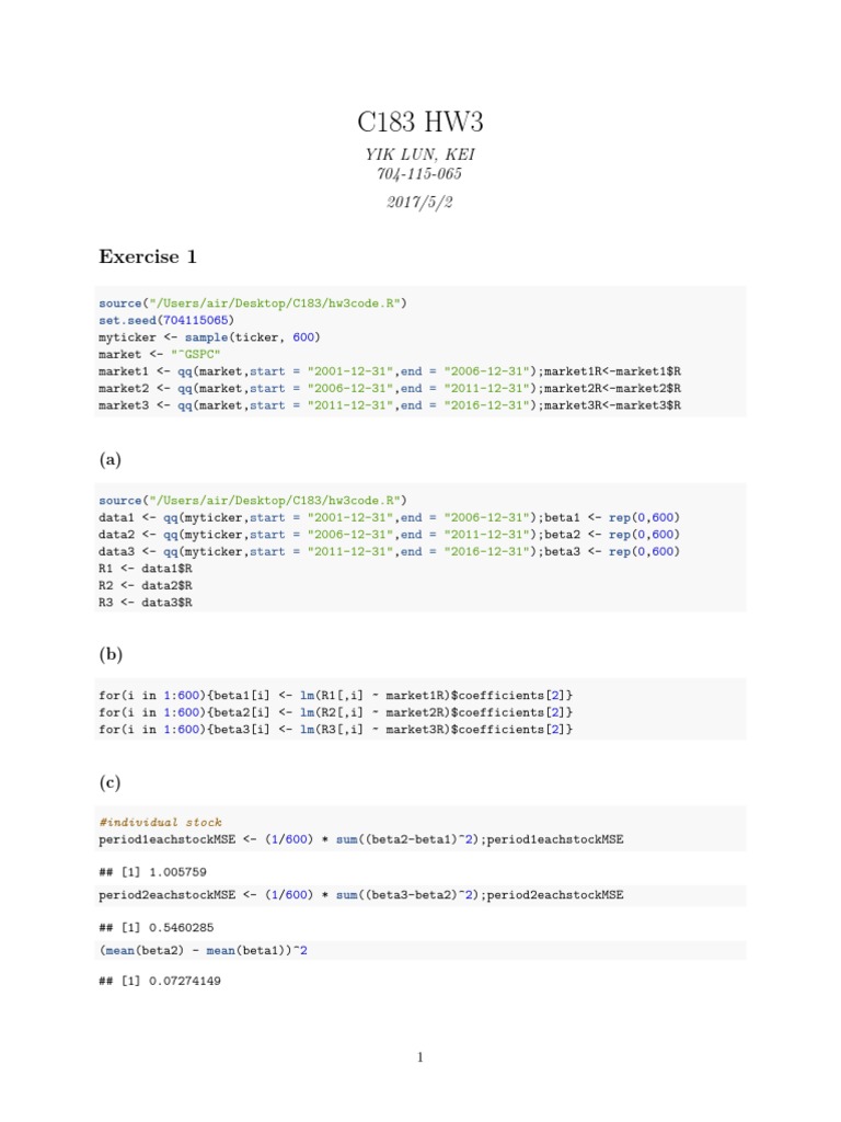 HW 3 | PDF | Errors And Residuals | Econometrics