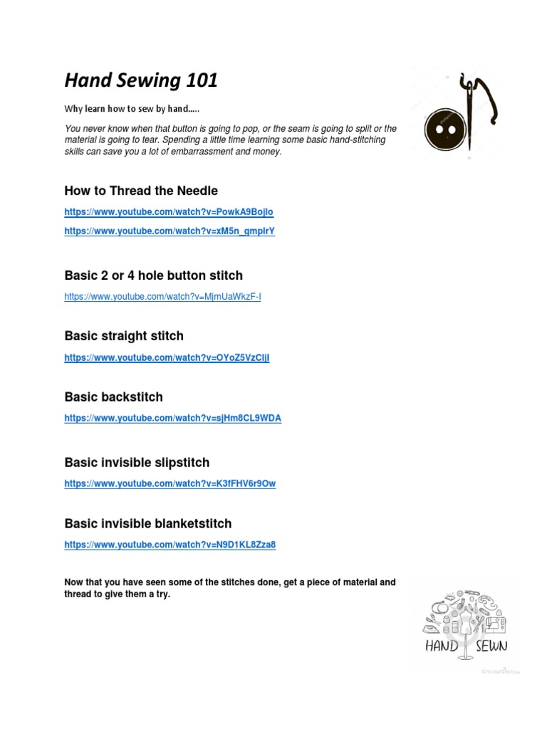 Hand Sewing 101 Pdf