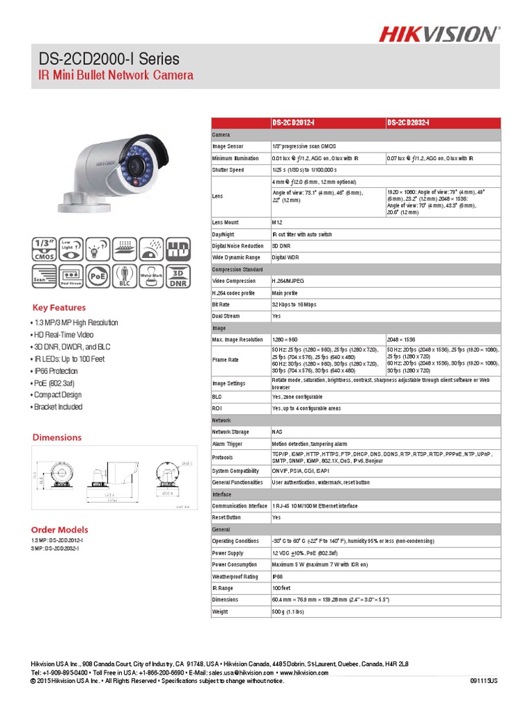 DS 2CD2032 I PDF | PDF | Frame Rate | H.264/Mpeg 4 Avc
