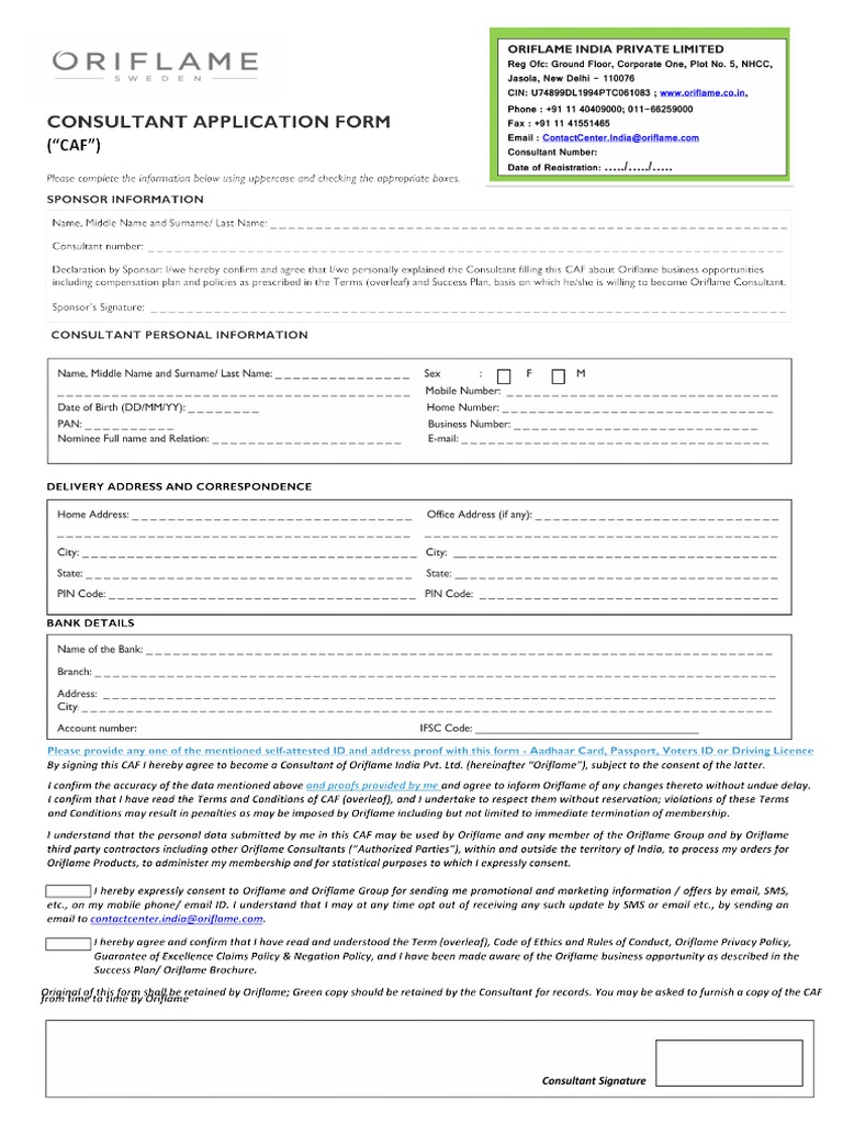 Consultant Application Form | PDF | Credit Card | Payments