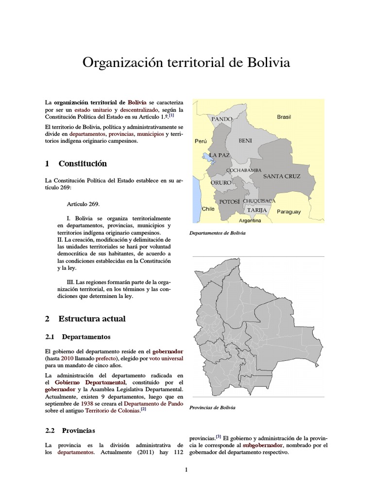 Organización Territorial de Bolivia PDF | PDF | Gobierno ...