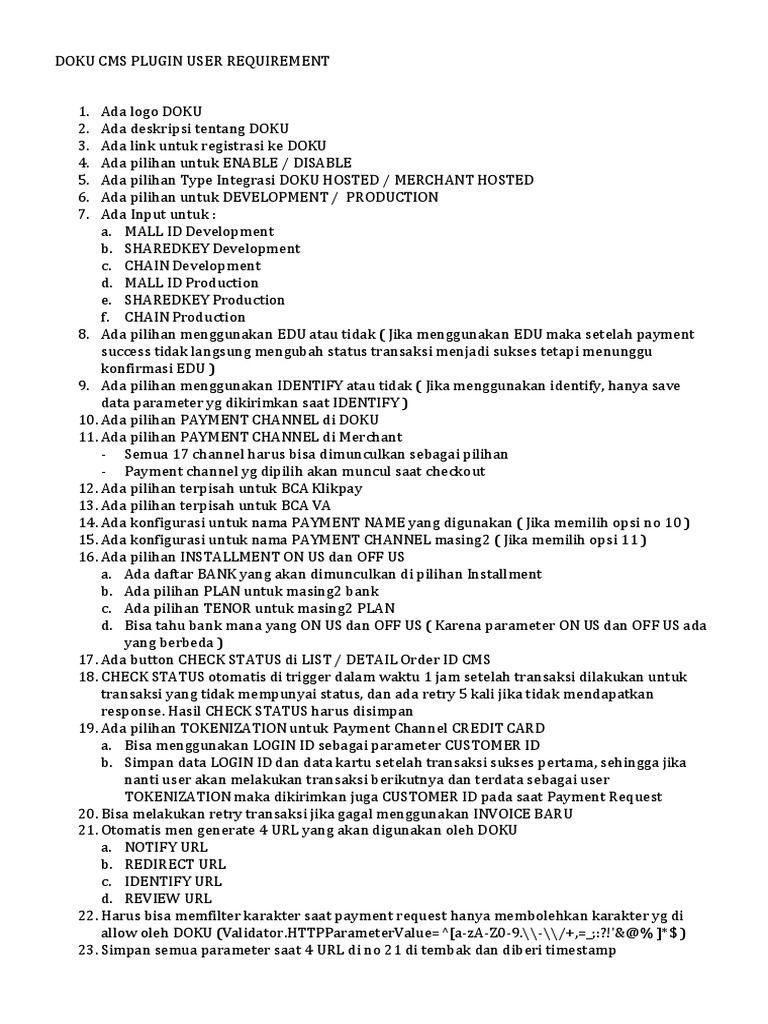 DOKU CMS Plugin Requirement-R1 | PDF
