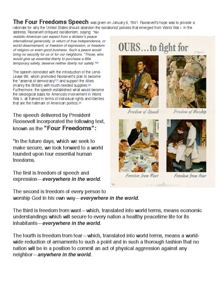 The Four Freedoms Speech | PDF | Public Sphere | Political Science