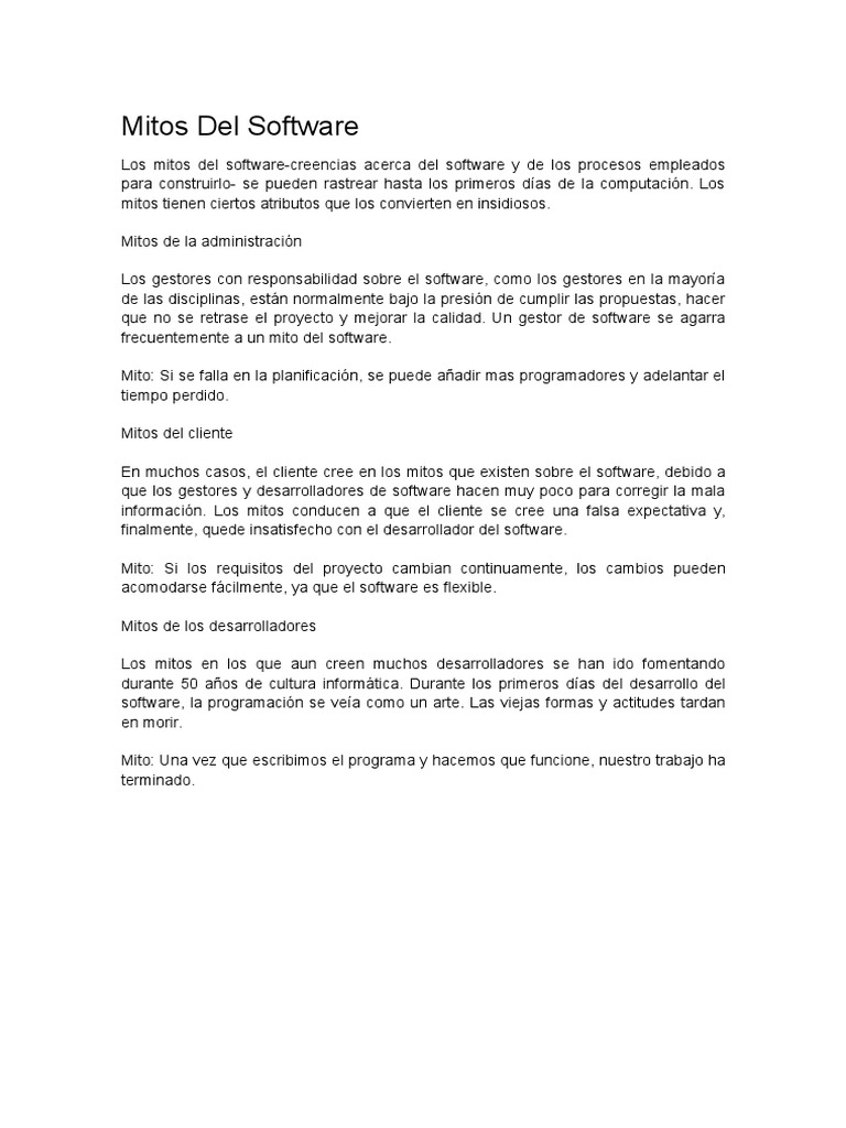 Mitos Del Software | PDF | Informática