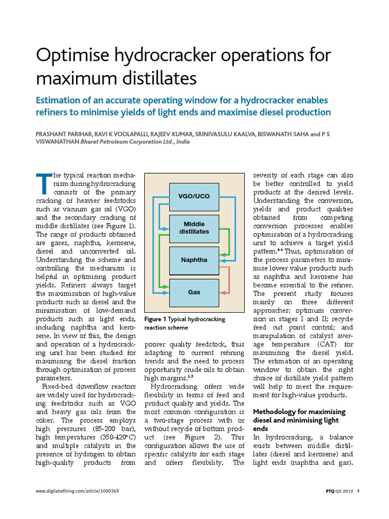 Optimise Hydrocracker Operations For Maximum Distillates | PDF ...