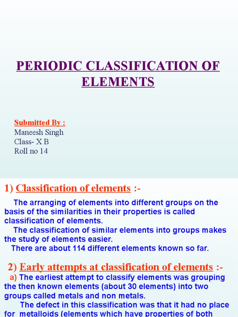 Periodic Classification of Elements | PDF | Periodic Table | Atomic Nucleus